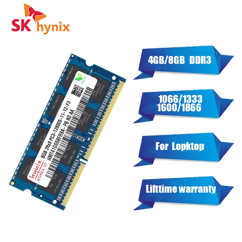 Hynix 4GB/8GB DDR3/DDR3L Notebook Memory RAM SODIMM 1066/1333/1666/1866MHz 204Pin 1.35V/1.5V RAM ...
