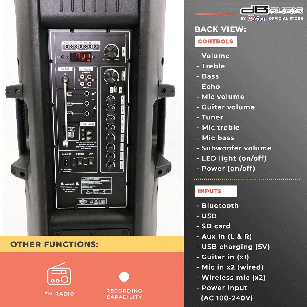 DB Audio by Astron VERSABOX-12 Portable Mobile Trolley Bluetooth ...