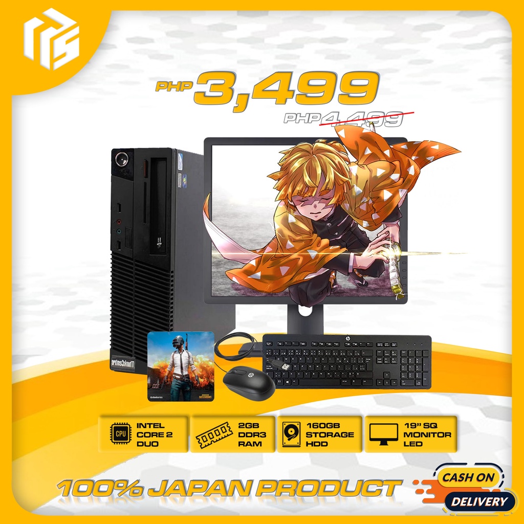 Computer Set LENOVO CORE 2 DUO 160GB 2GB RAM WITH 19 INCHES SQ MONITOR ...