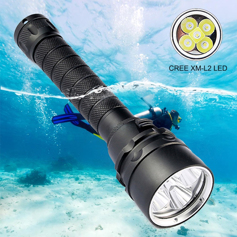 Asafee 5000Lm Fl005Dl 5Xl2 Led Diving Flashlight Torch Dive 200M ...