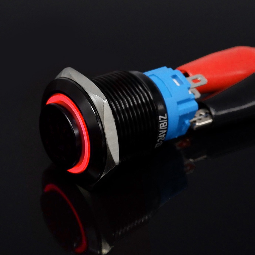 16mm Black Push Button Switch Waterproof Illuminated Led Light Metal ...