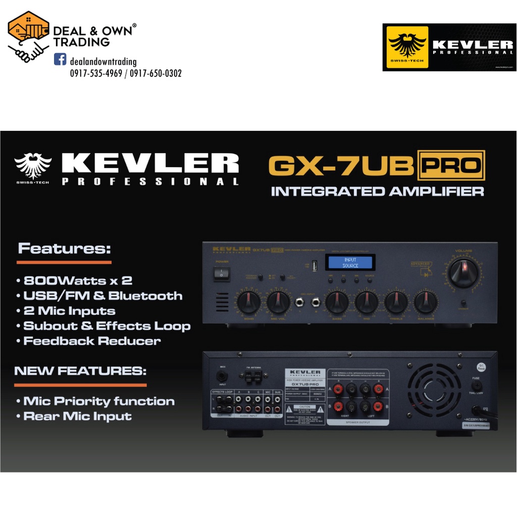 Kevler GX-7UB PRO 800W X 2 Amplifier with Bluetooth USB LCD | Shopee Philippines