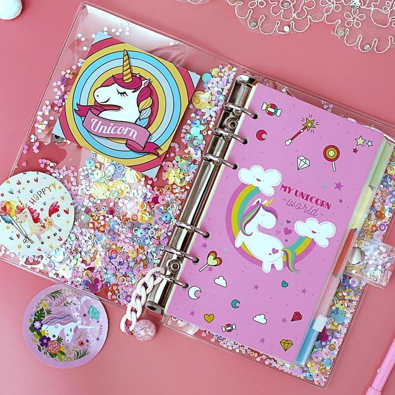 A6 Cute Notebook Planner Set Sparkling Loose Leaf PVC Shell, Pink ...