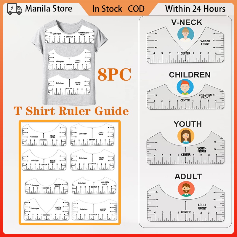 8pcs T Shirt Ruler Guide Center Designs Set for Shirt Front Back DIY ...