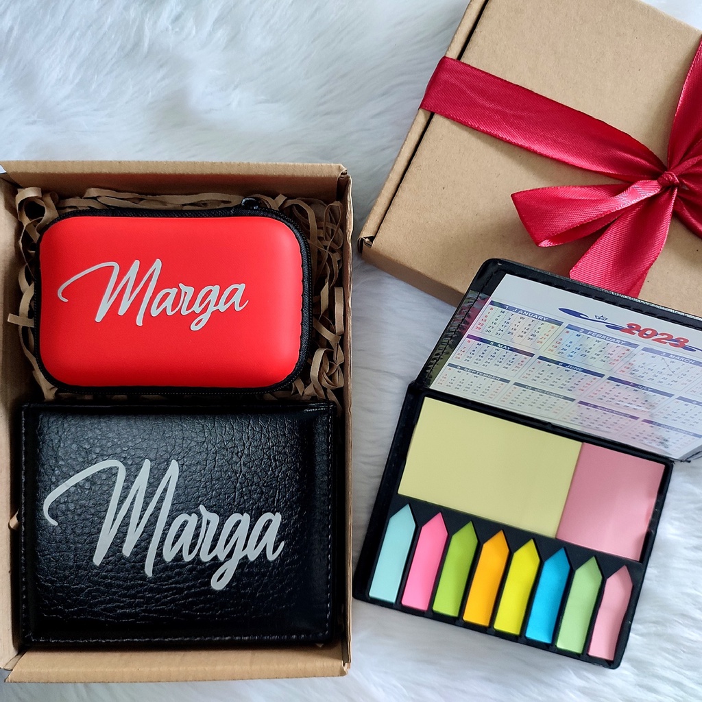 Personalized Cord Organizer Hard Case Pouch & Sticky Notepad/Memopad ...