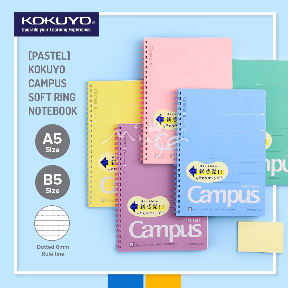 [PASTEL] Kokuyo Campus Soft Ring Notebook - A5 / B5 - Dotted 6 mm Rule line | Shopee Philippines