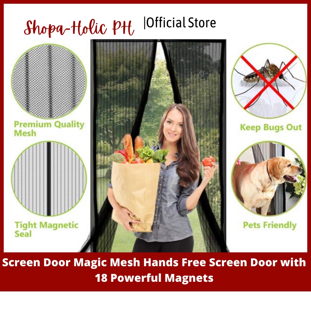 Screen Door Magic Mesh Hands Free Screen Door with 18 Powerful Magnets ...