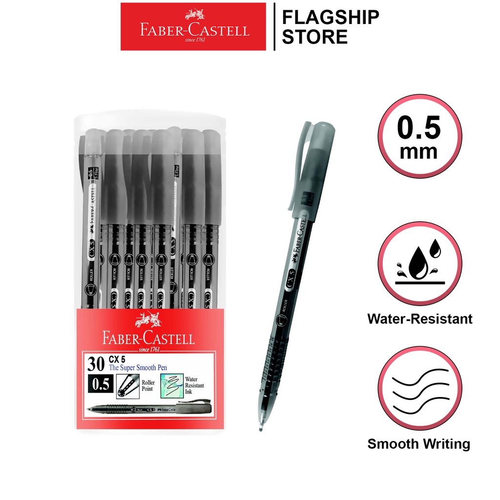 Faber-Castell CX5 (246633) Ballpen Super Fine Point 0.5 Black 30PCS ...