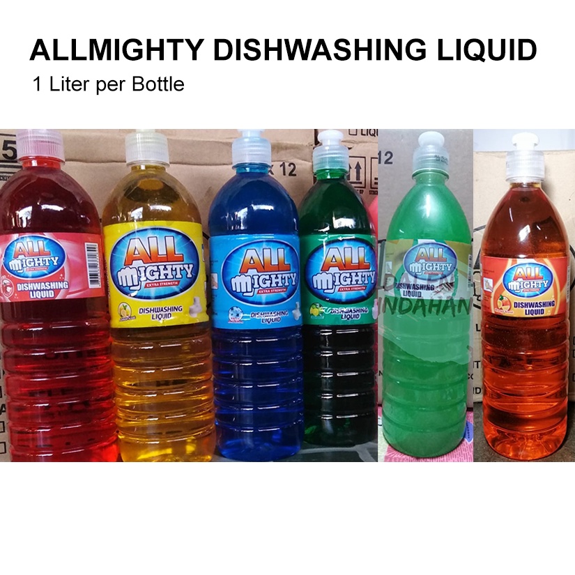 Allmighty Dishwashing Liquid 1 Liter / Red / Blue / Yellow / Orange ...