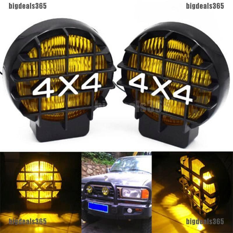 2pcs AMBER HALOGEN FOG LIGHTS LAMPS LIGHT 4X4 OFF ROAD W/ BLACK COVER