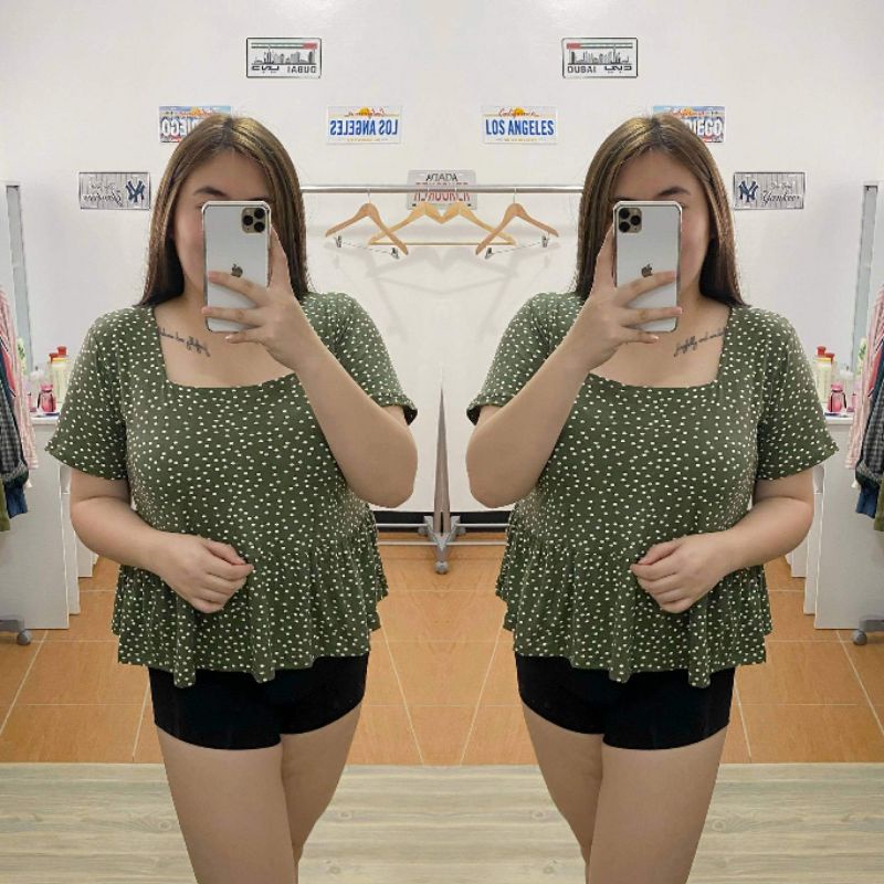 Cheapest Trendy Plus Size Top | Nathalia Square-Neck/Peplum Top ...