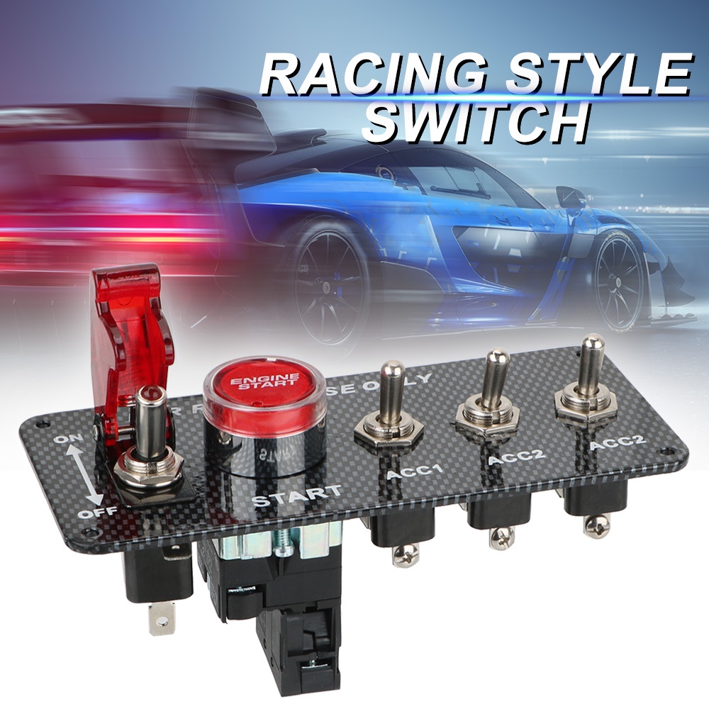 For Racing Car Engine Start Push Button Carbon Fiber 12V LED Ignition ...