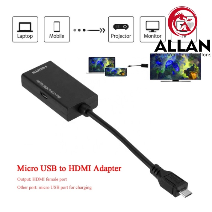 ALLAN 5 pin micro USB male Micro USB To HDMI HD Cable Converter Adapter ...