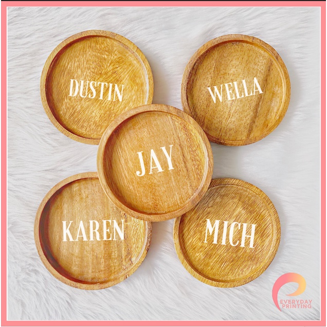 PERSONALIZED Handcrafted Acacia Wooden Coaster / Decal Sticker (STYLE 1 ...