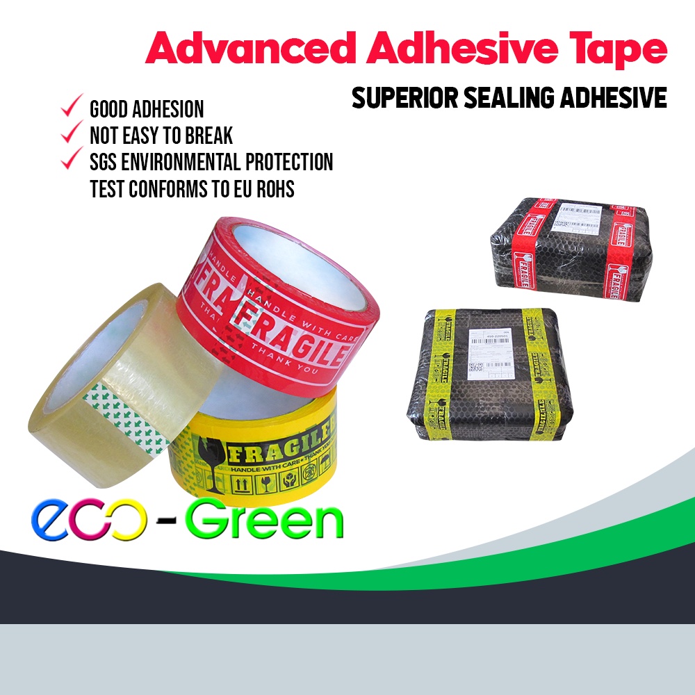 yellow & red Fragile Packaging Tape clear Fragile Tape Strong Adhesive ...