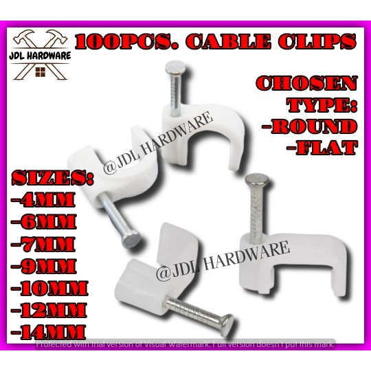 1814 100PCS WHITE CABLE CLIPS PVC NAIL CABLE WIRE CLIP WALL HANGING CLAMP C CLAMP | Shopee ...