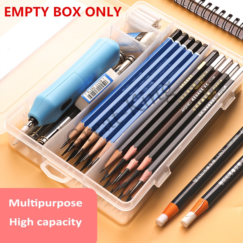 Sketch Pencil Holder Simple Plastic Tool Box Transparent Art Supplies ...