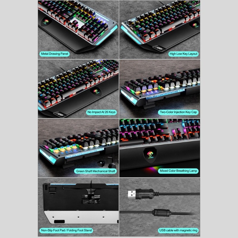 K550/K880 87Key /104 Key Mechanical Keyboard wired RGB Gaming Office PC ...