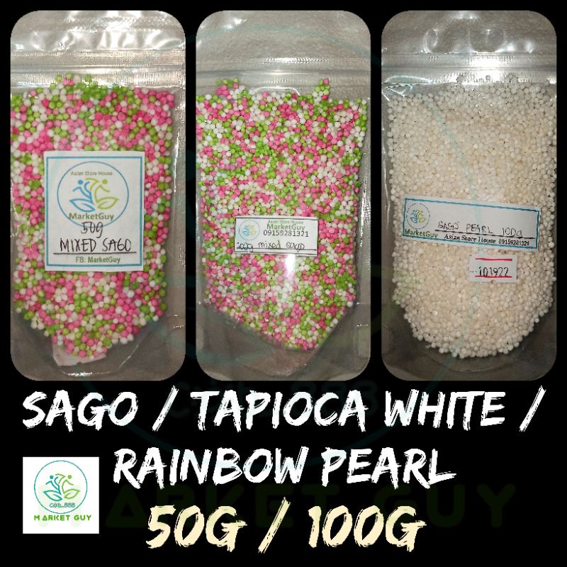 Sago/ Tapioca White/ Rainbow Pearl 50g / 100g / 250g | Shopee Philippines
