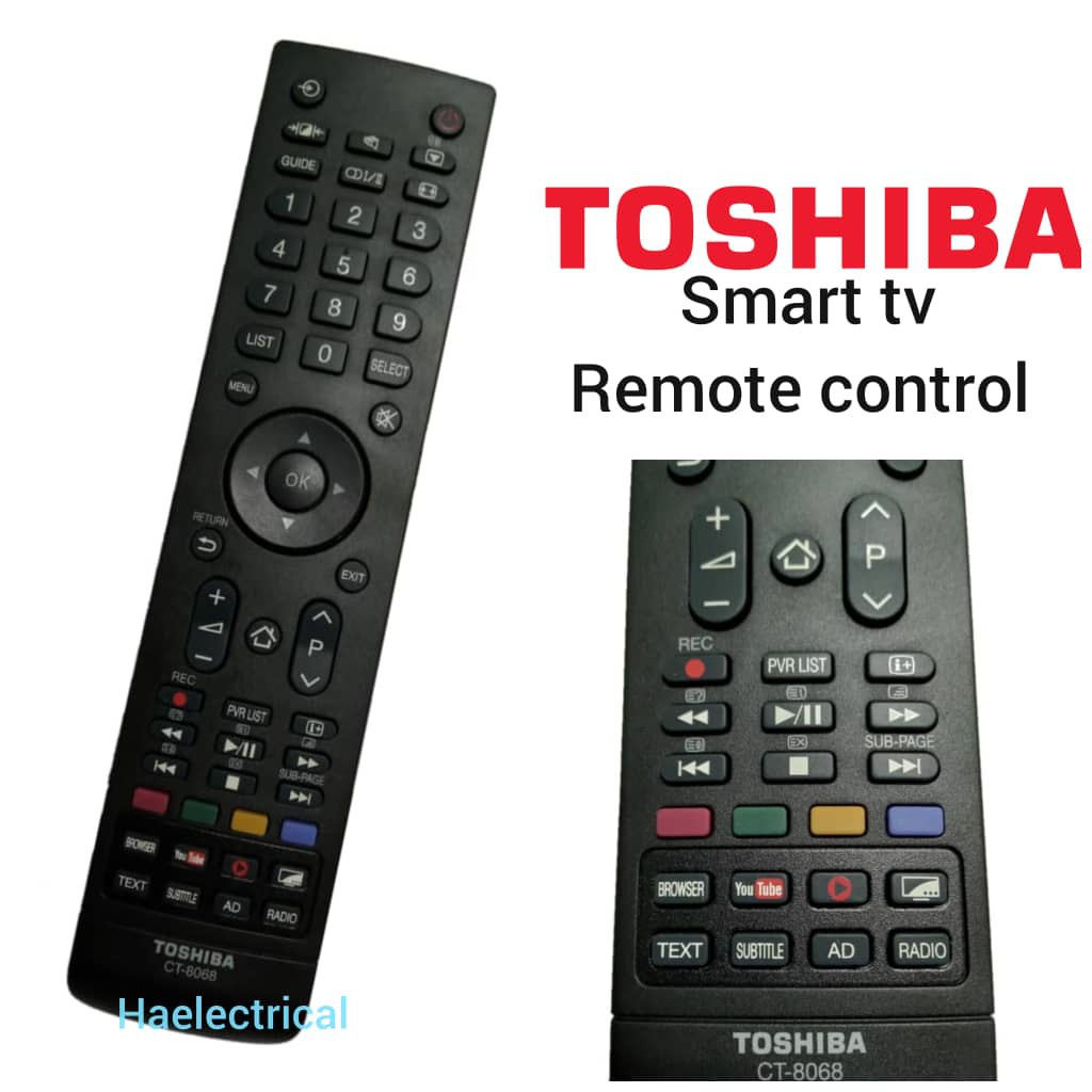 CT-8068 Toshiba LED Smart TV Remote Control With YouTube And Browser ...