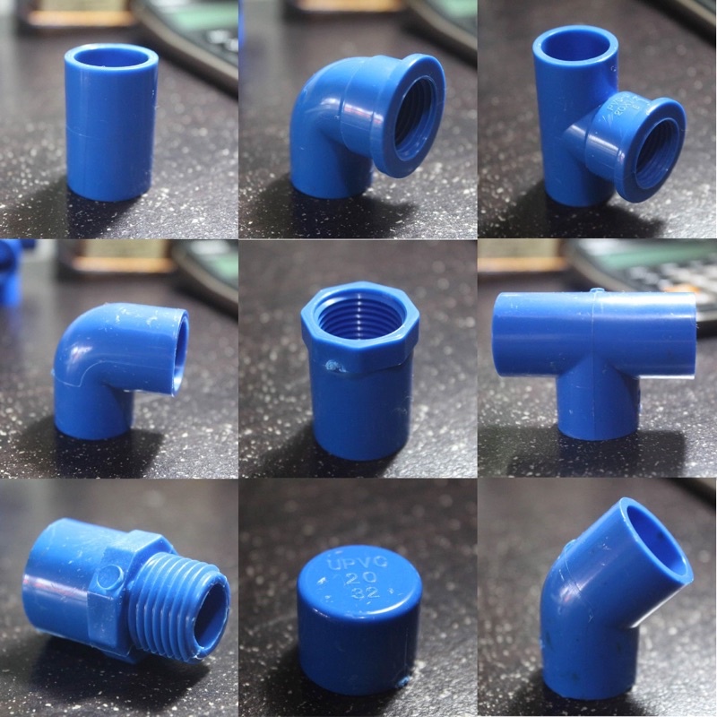 PVC Blue Fittings1/2 20mm Elbow Tee Male Female Adapter endcap 45 ...