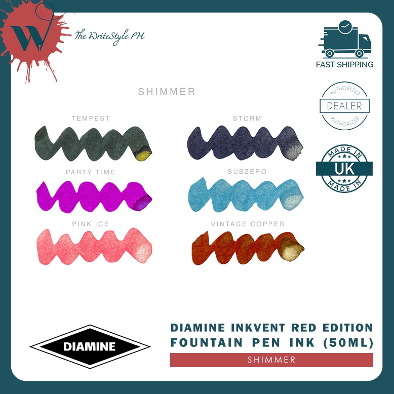 Diamine Inkvent Fountain Pen Ink [50ml] Red Edition (Shimmer) | Shopee ...