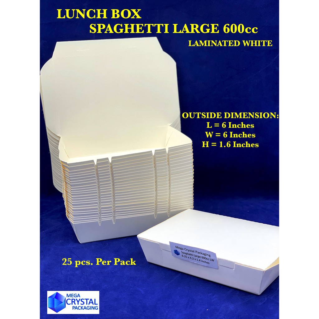 Trigem Meal Box Spaghetti Large 600 cc Laminated White ( 25 pcs. Per ...