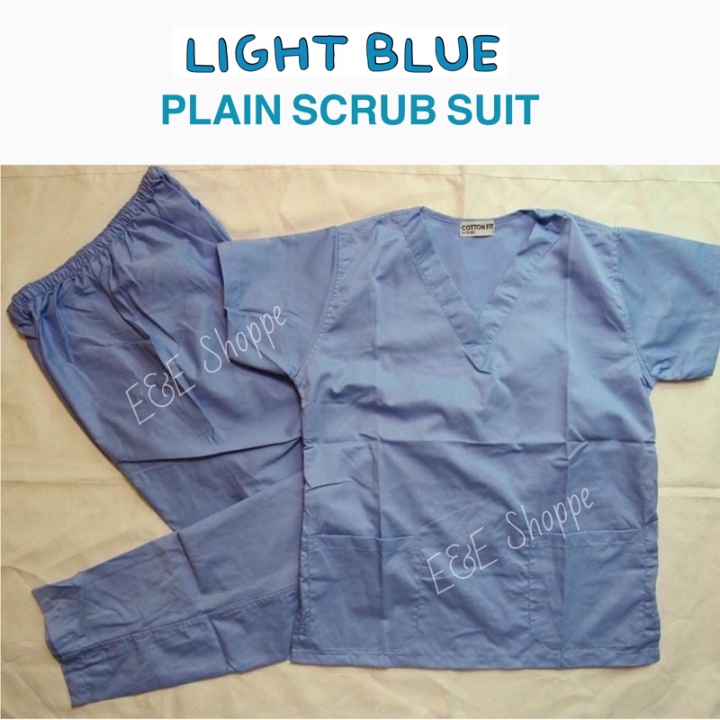 SCRUB SUIT Set-UNISEX (LIGHT BLUE plain scrub) | Shopee Philippines
