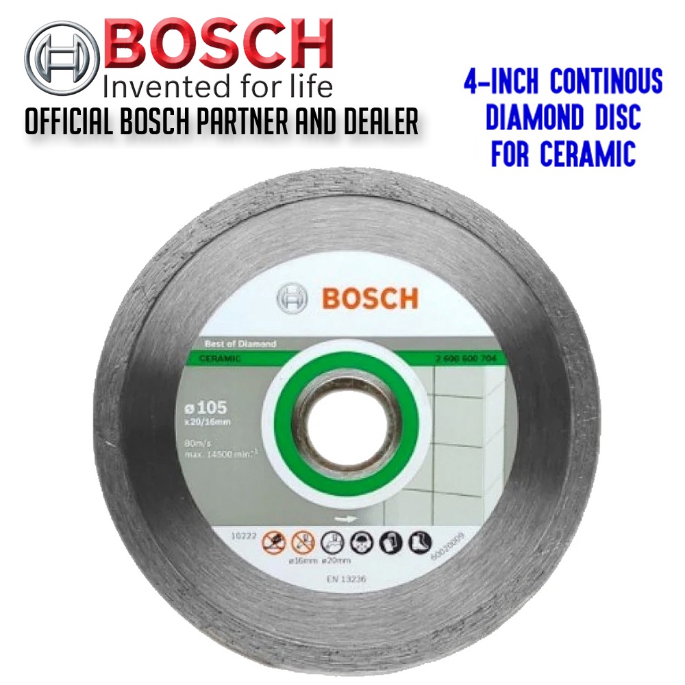 Bosch 4-inch (105mm ) Diamond Cutting Disc Continuous Rim for Ceramic ...