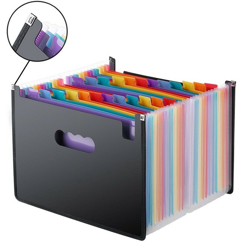 12 Pockets Expanding File Folder A4 Document Organizer Portable Label