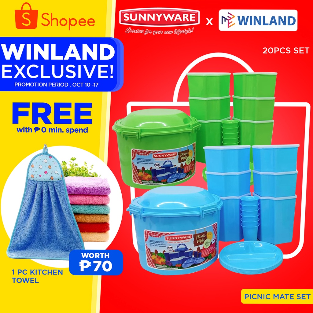 SUNNYWARE by Winland Stackable Picnic Mate Set - Deluxe (20pcs) 9822-A ...