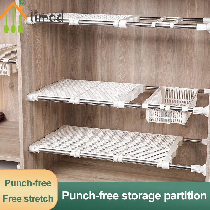 Telescopic Wardrobe Partition Board Nail-Free Wardrobe Layer Partition ...