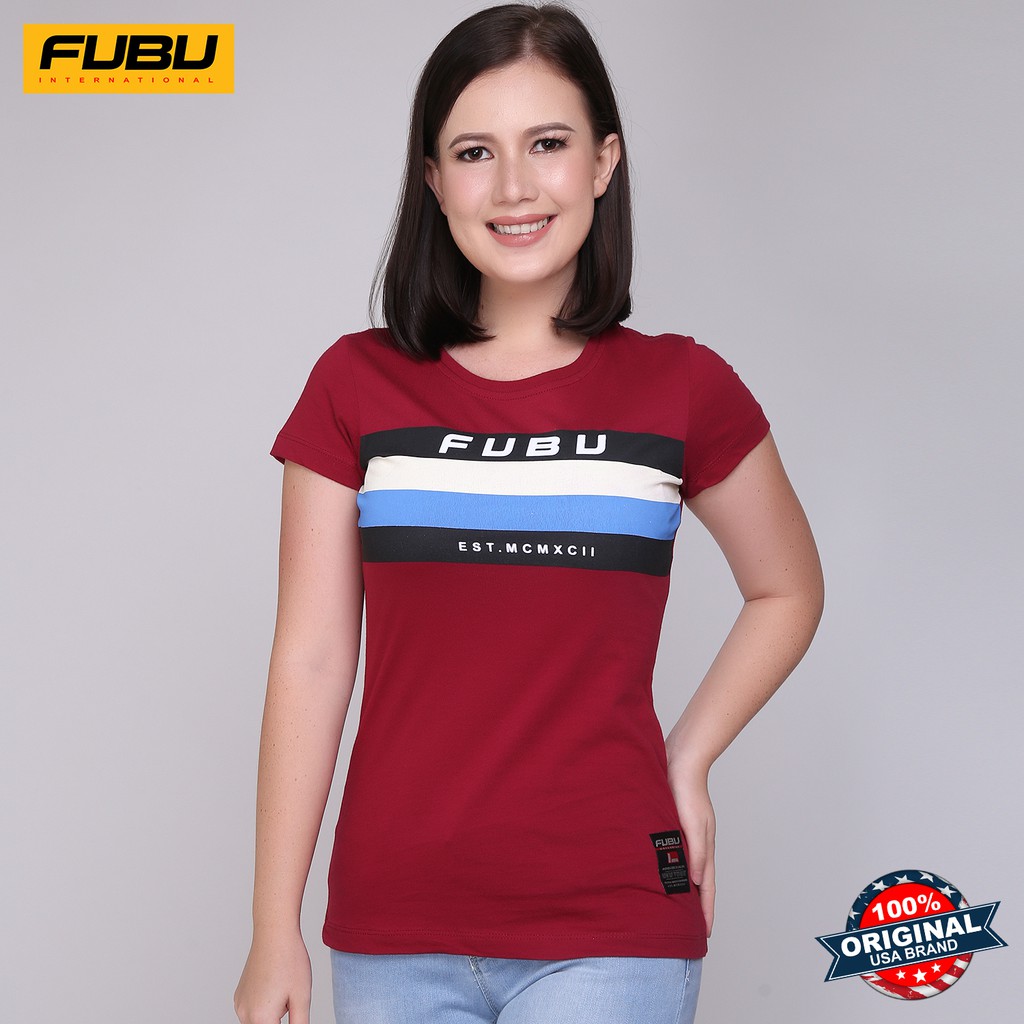Fubu Queens Round NeckJersey knits Short Sleeves QGT01-0269 (MAROON ...