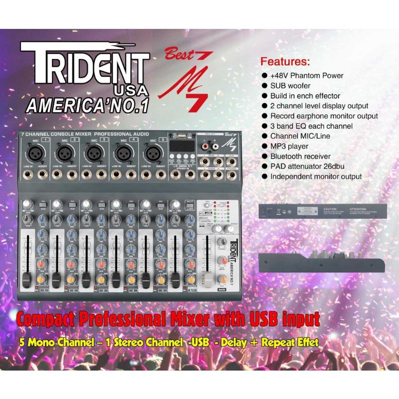 Trident 7 Channel Audio Mixer M7 | Shopee Philippines