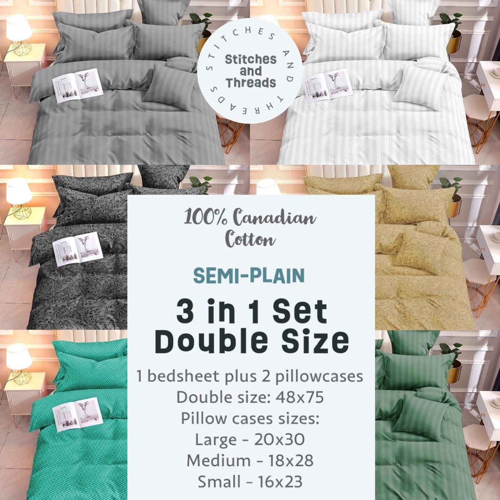 BATCH 2: Quality Bedsheets DOUBLE Size 3in1 Set - Pure Canadian Cotton ...