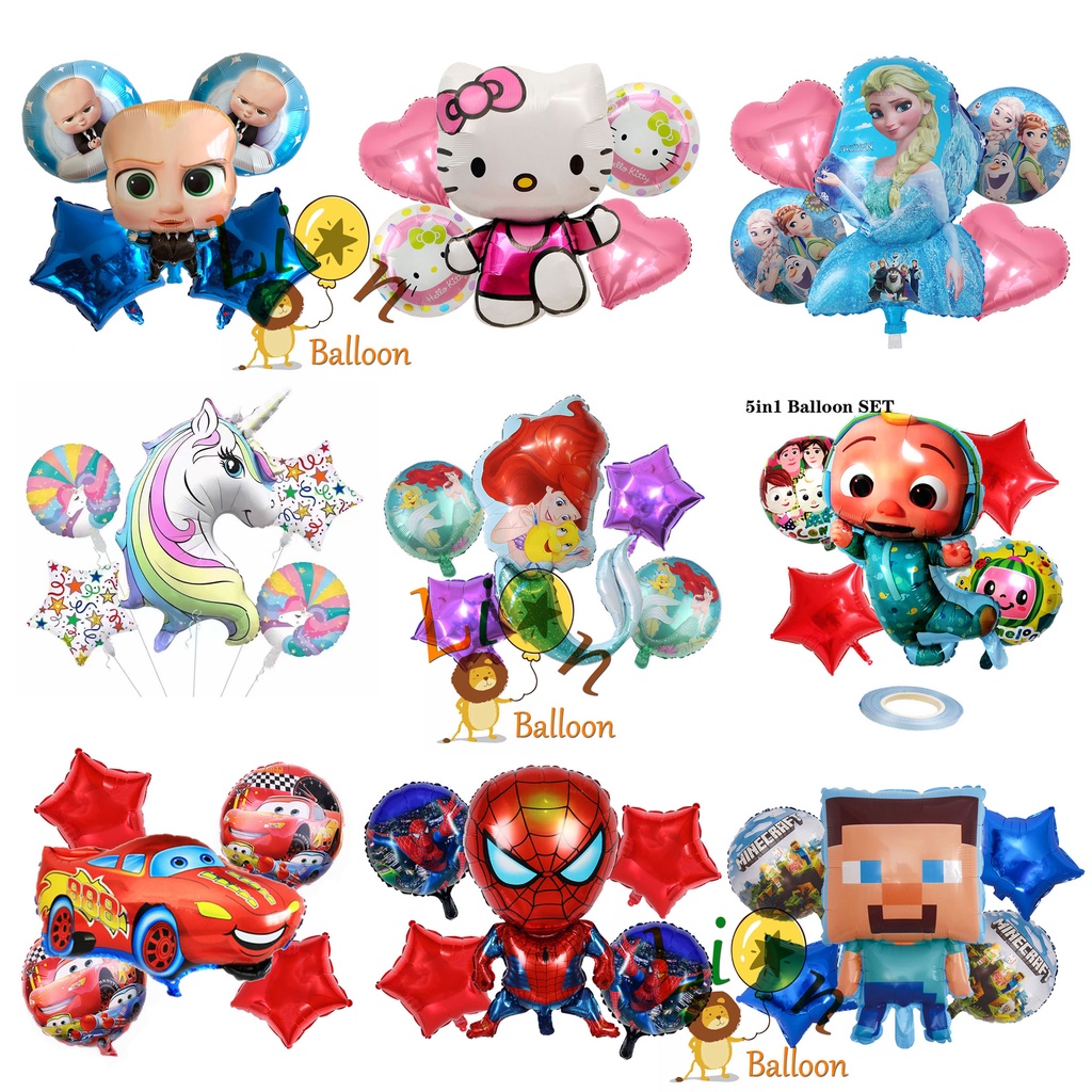Character Party Theme Balloon Set SpiderMan kitty Minnie Frozen Cars ...