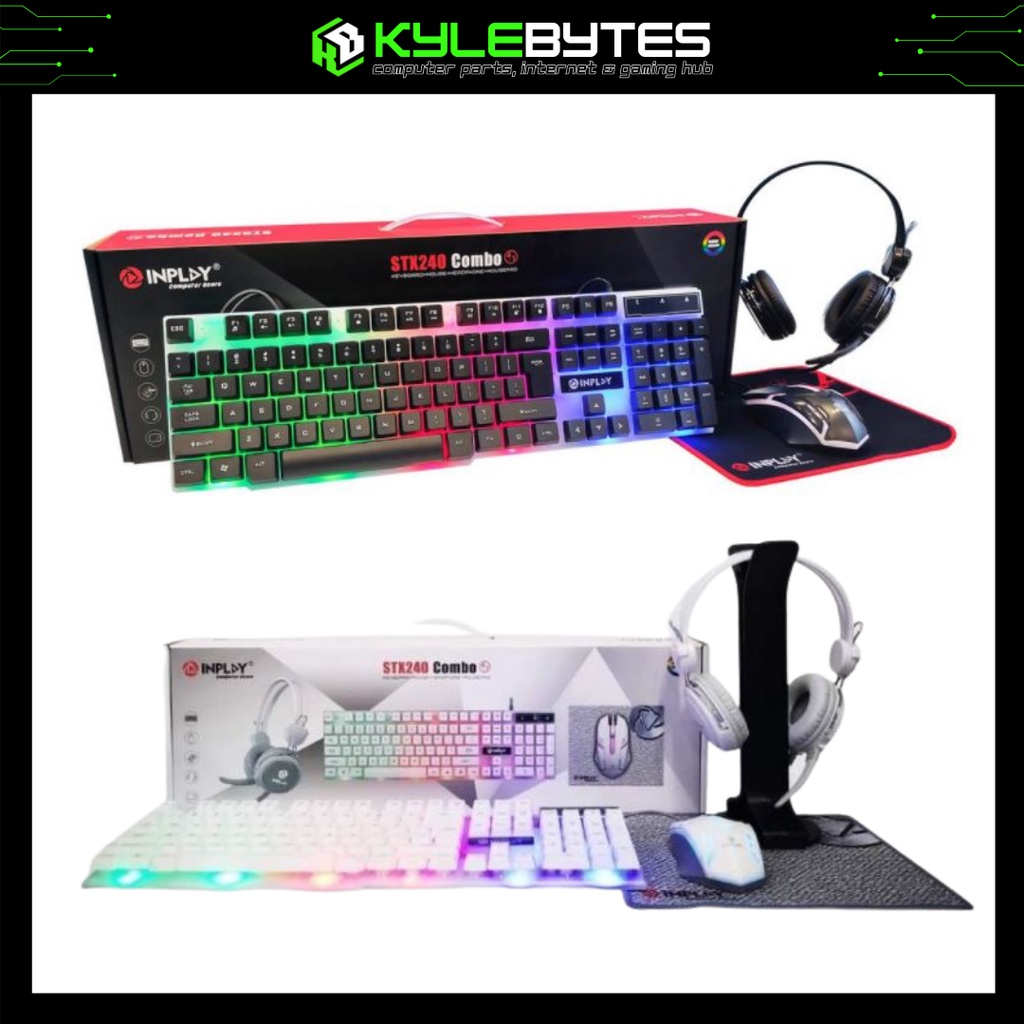 Inplay STX240 4 in 1 Keyboard, Mouse, Headset, mousepad Combo (White ...