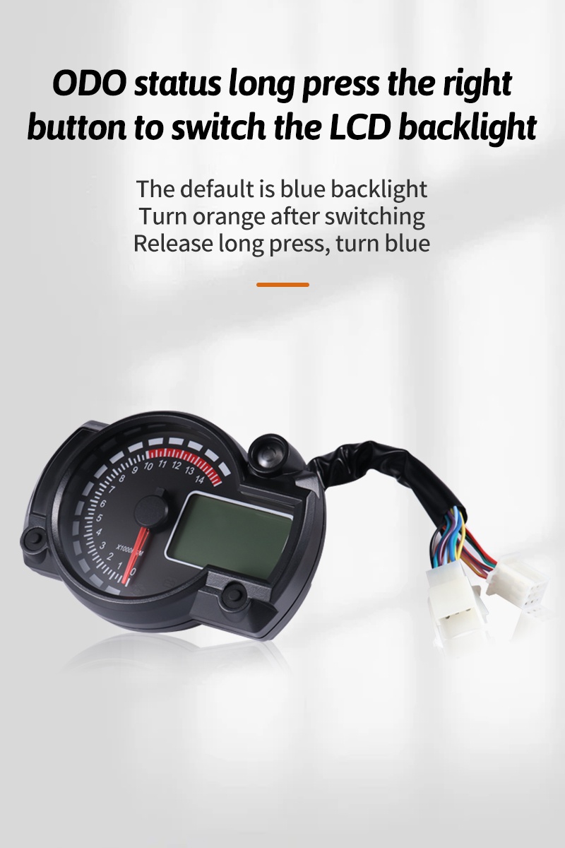 7-Color LED Motorcycle RX2N ATV Digital Speedometer 15000 RPM Meter LCD ...