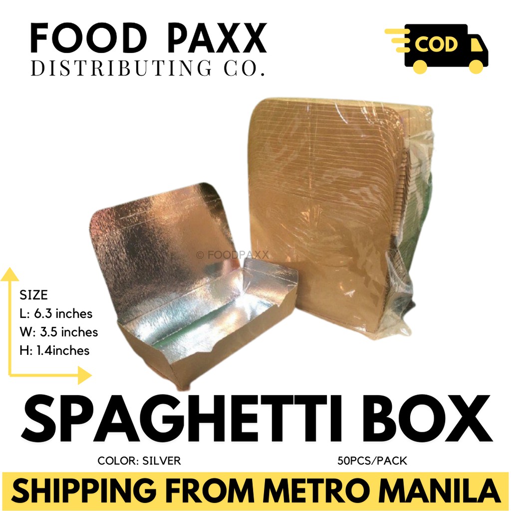 [50pcs] Spaghetti Meal Box silver laminated paper meal box for take out ...