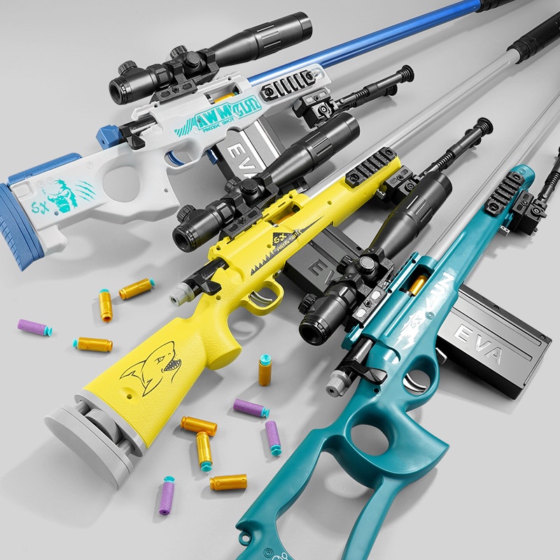 Shell-throwing Soft Bullet AWM Sniper Rifle DIY Assembly 98K M24 Toys Gun for Boys Outdoor CS ...