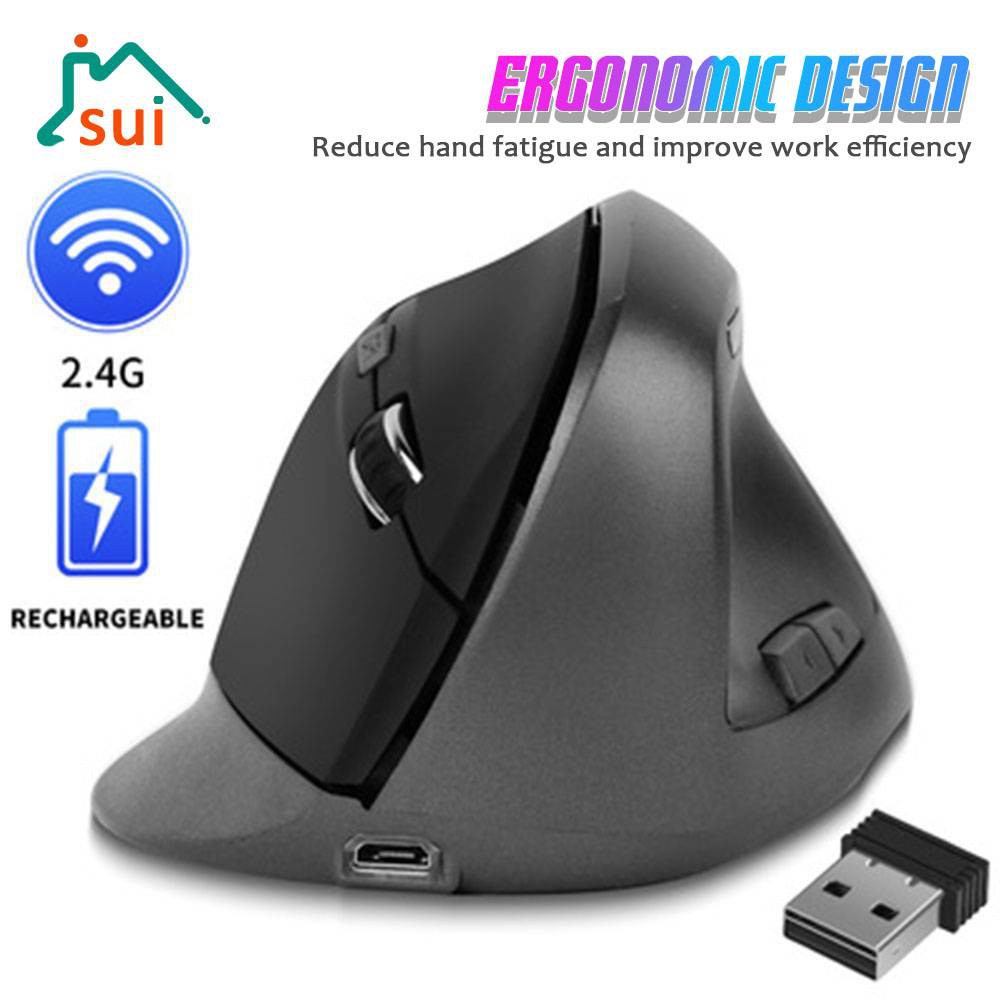 Wireless Vertical Mouse Ergonomic Rechargeable USB Receiver Computer ...
