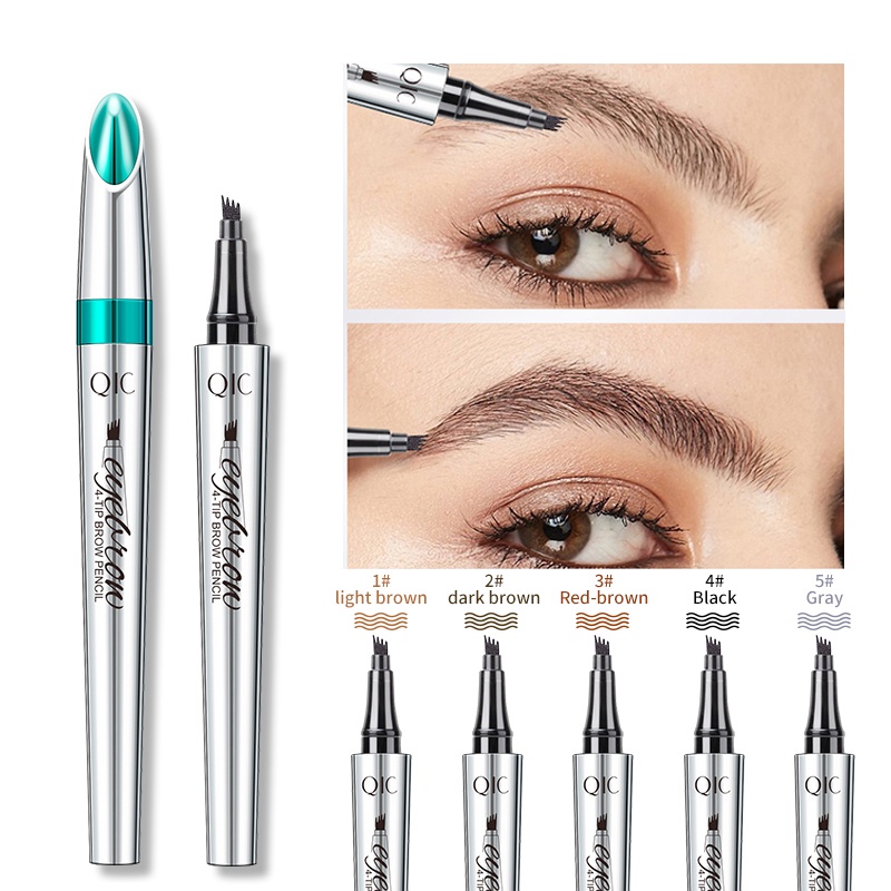 QIC 4 Points Eyebrows Pen Dark Brown Hair-like Liquid Eyebrow Pen ...