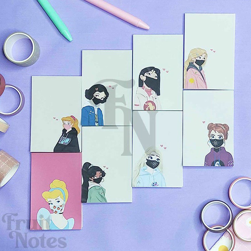SN070 30 sheets Disney Princess with Mask Theme Notepad | Shopee ...