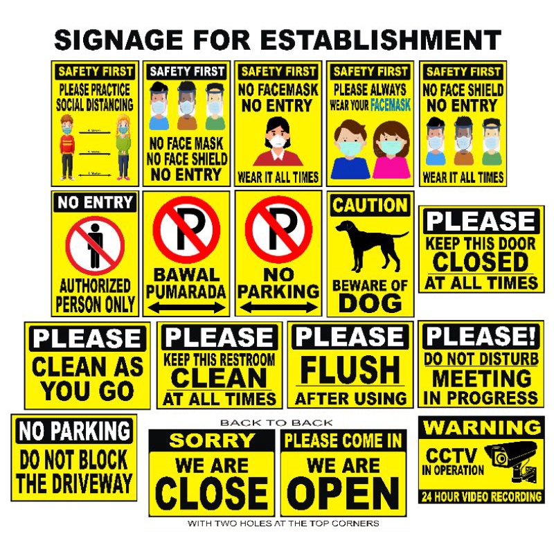 PVC Plastic A4 signage for walls and gates and establishments yellow ...