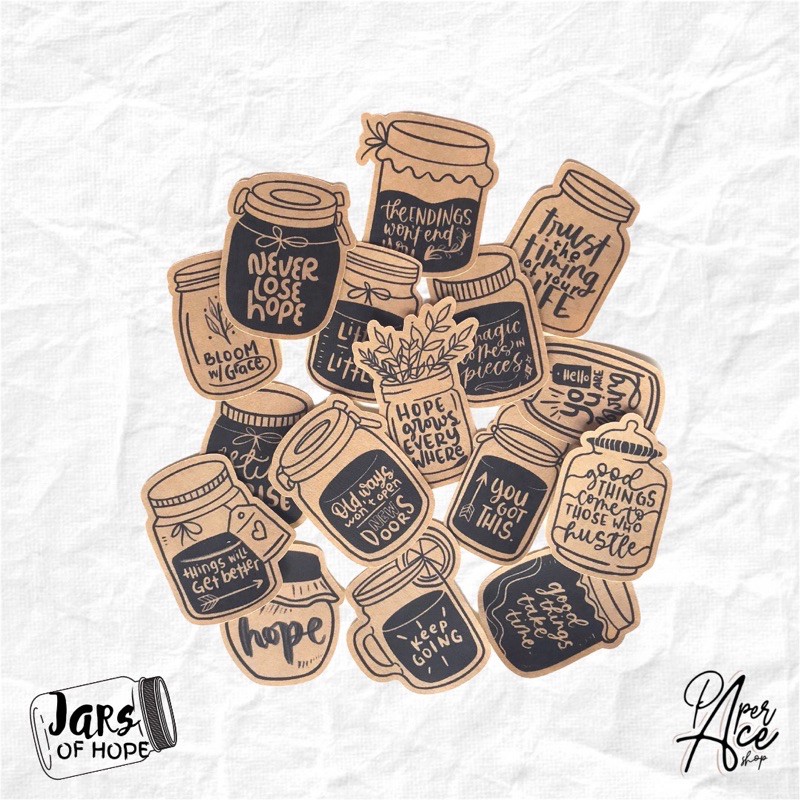 16 pcs. jar of hope stickers for journaling| PaperAce | Shopee Philippines
