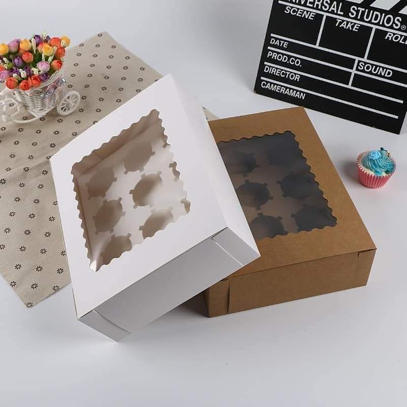 10pcs Cupcake Boxes with Inserts Holder Bakery Pastry Boxes with ...