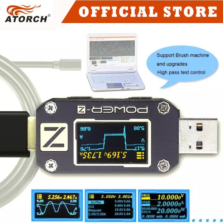 ATORCH POWER-Z USB tester Type-c PD QC 3.0 2.0 Charger Voltage Current ...