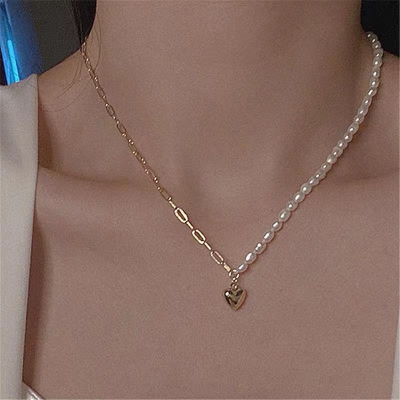 Women Pearl Choker Necklace Gold Color Goth Chocker Jewelry On The Neck ...