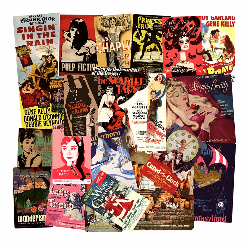 46pcs Retro Poster Stickers Famous European and American Old Movies ...