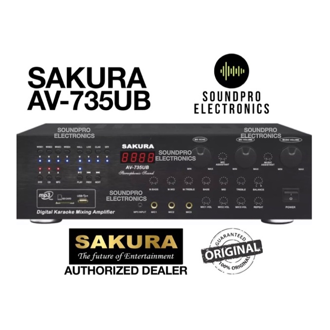 ORIGINAL Sakura AV-735UB Digital Karaoke Mixing Amplifier 700W / 1300W | Shopee Philippines